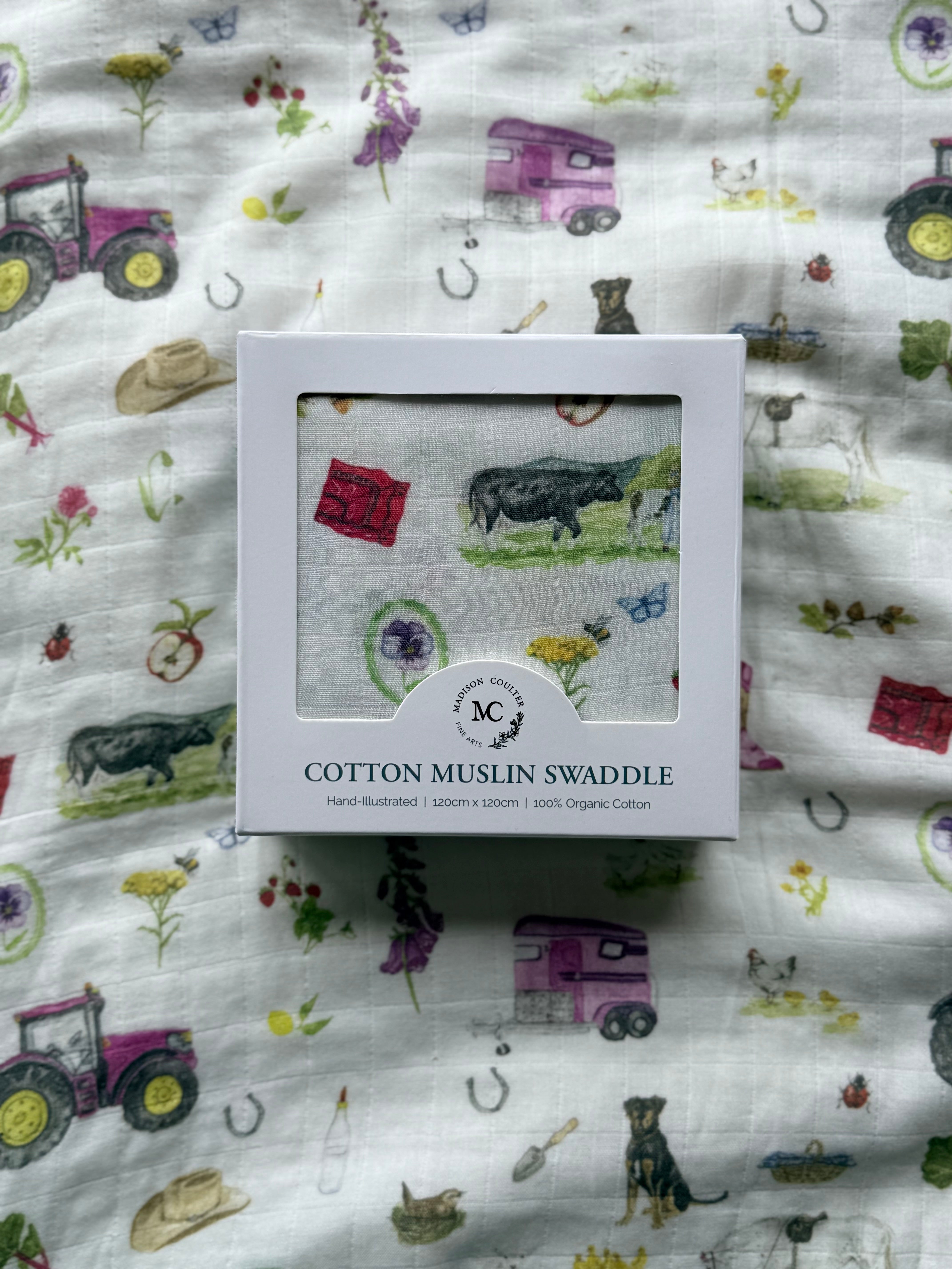 Cotton Muslin Swaddle- Farm Girl – Madison Coulter Fine Arts